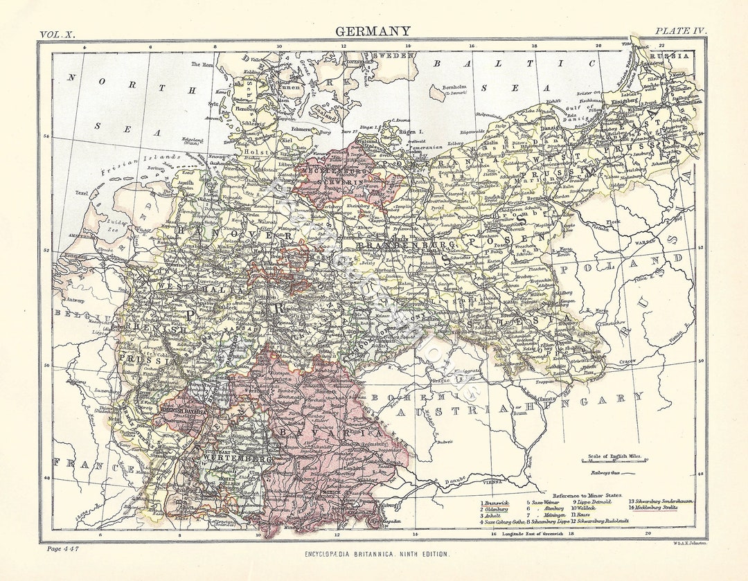 GERMANY Rare 1886 Antique Digital Map - Printable Vintage Art - Wall ...