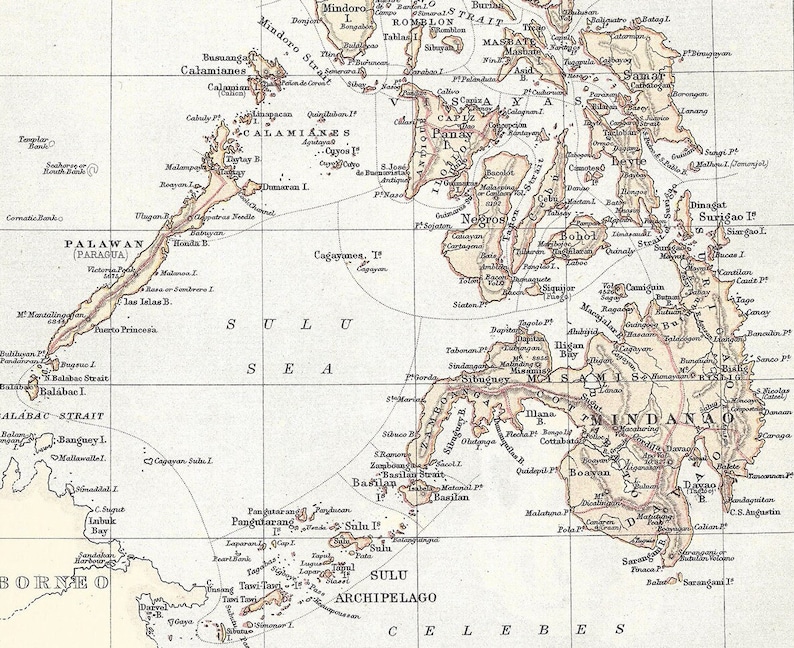 PHILIPPINE ISLANDS Rare 1886 Antique Digital Map - Printable Vintage ...