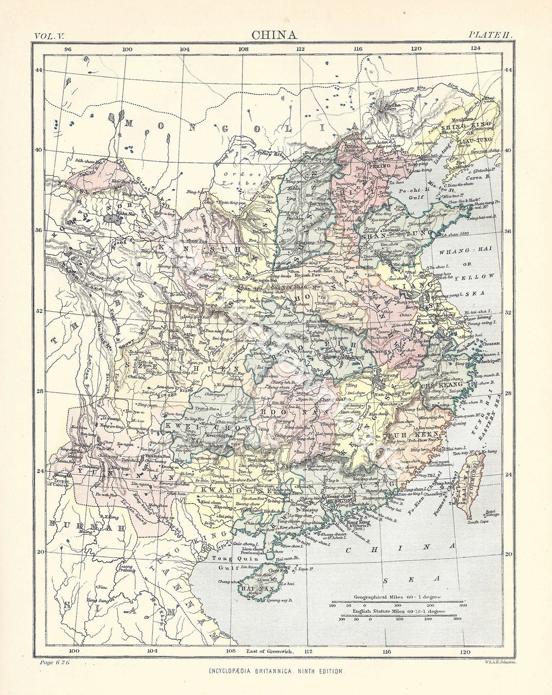CHINA Rare 1886 Antique Digital Map - Printable Vintage Art – Wall ...