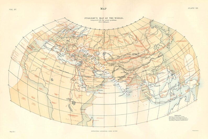 Ptolemy's World Map: 1886 Antique Printable Art (digital Download) - Etsy