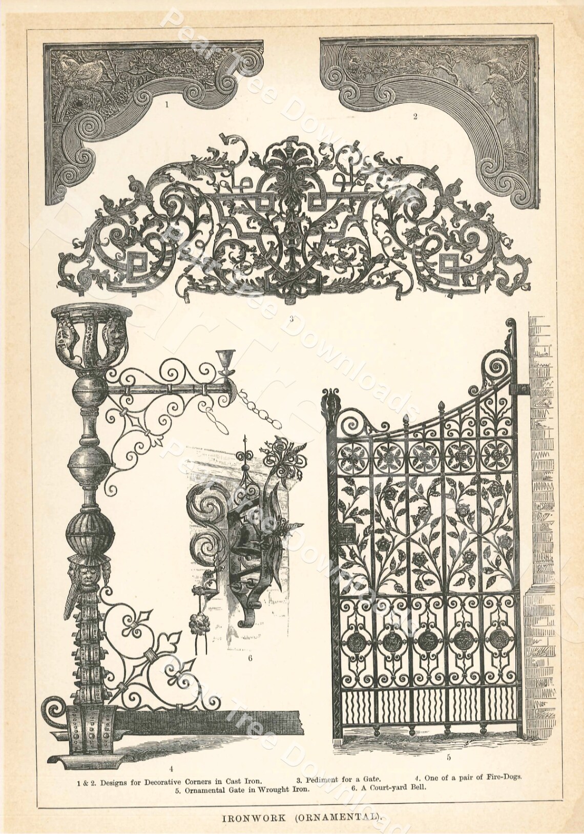 Ancient IRONWORK 1886 Digital Print - Vintage Art - Wall Décor - Paper ...