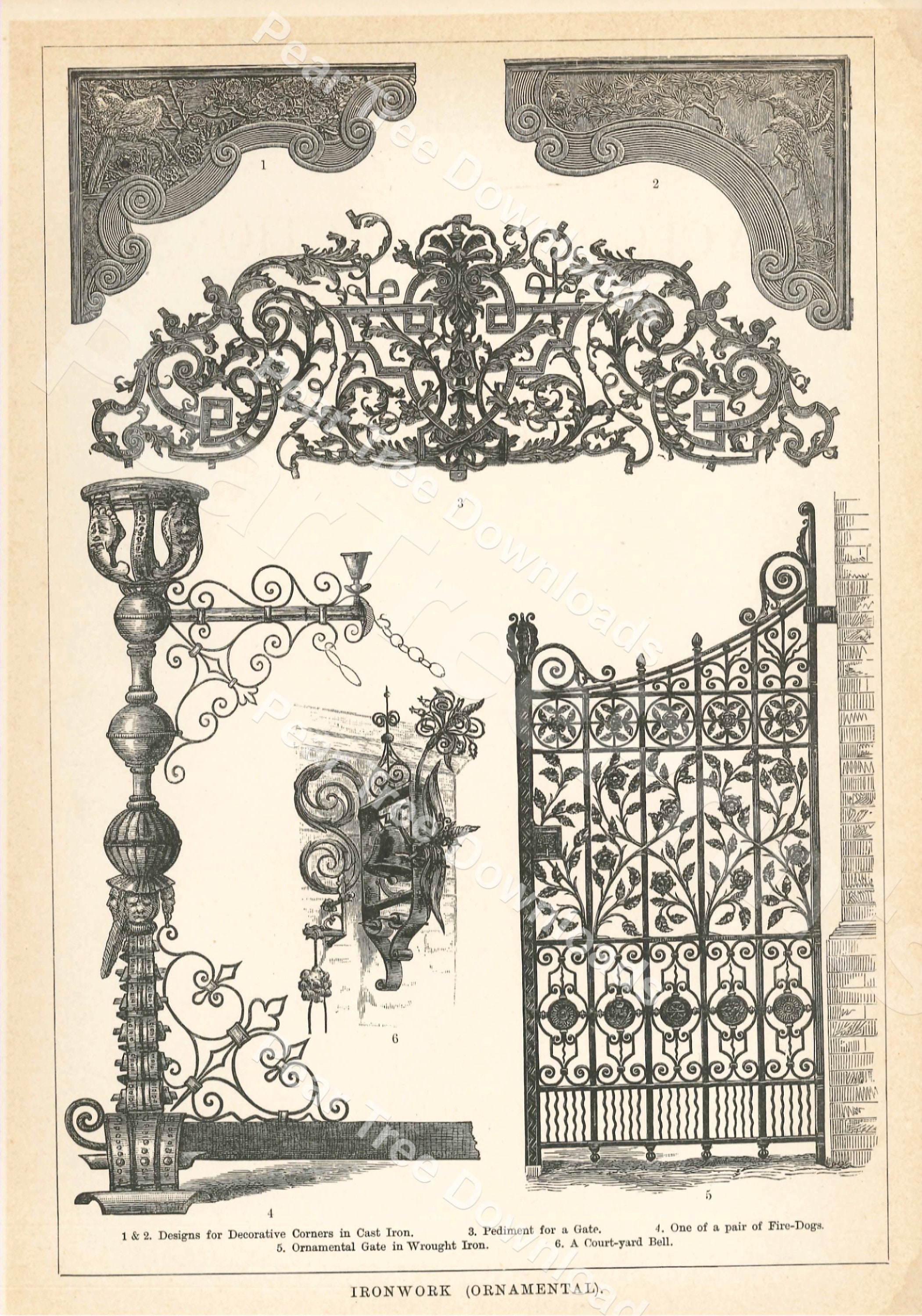 Ancient IRONWORK 1886 Digital Print - Vintage Art - Wall Décor - Paper ...