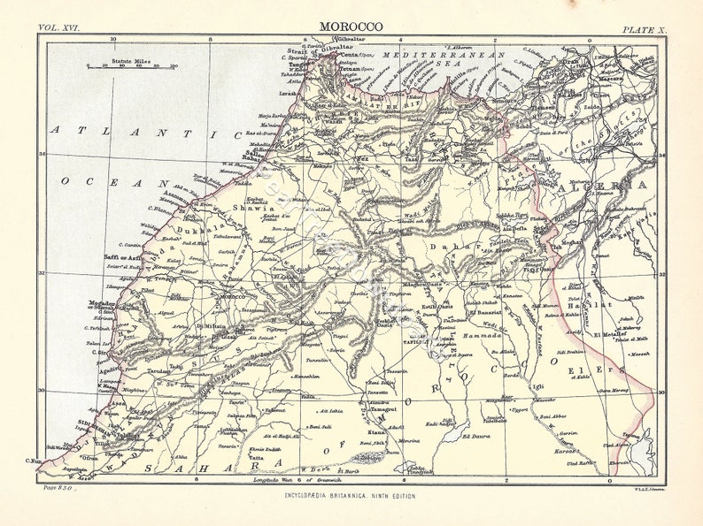 MOROCCO Rare 1886 Antique Digital Map - Printable Vintage Art - Wall ...