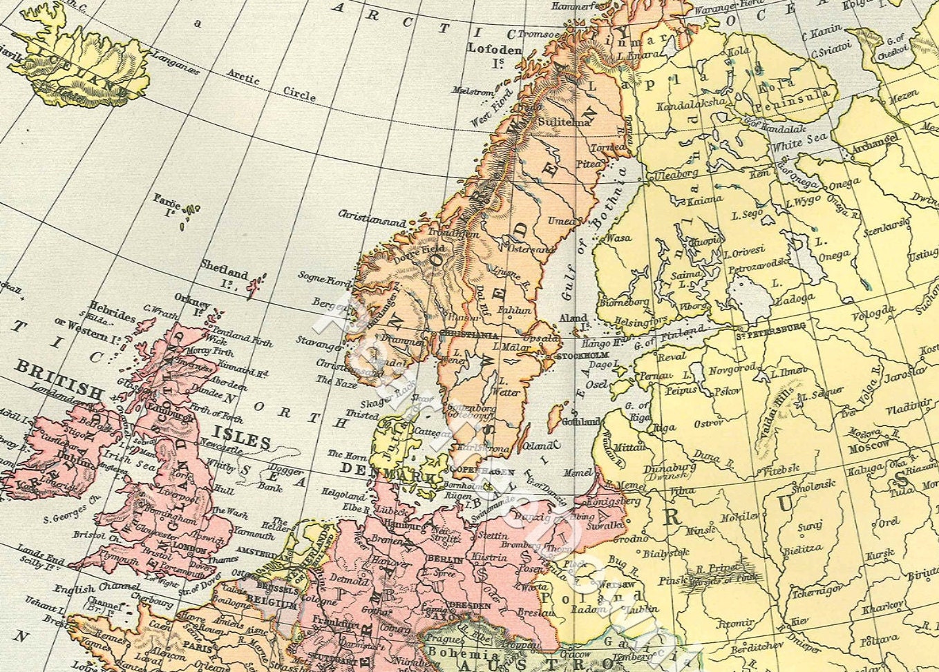 Antique Europe Map Print: 1886 Vintage Wall Art (digital Download) - Etsy