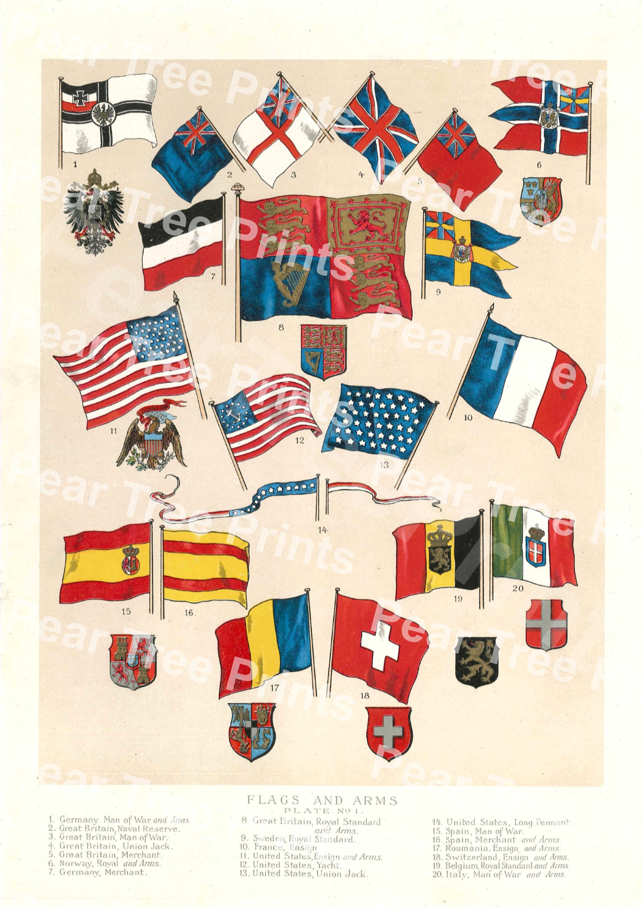 Antique World Flags, Pilot Flags, Ship Funnels, Flags and Arms ...