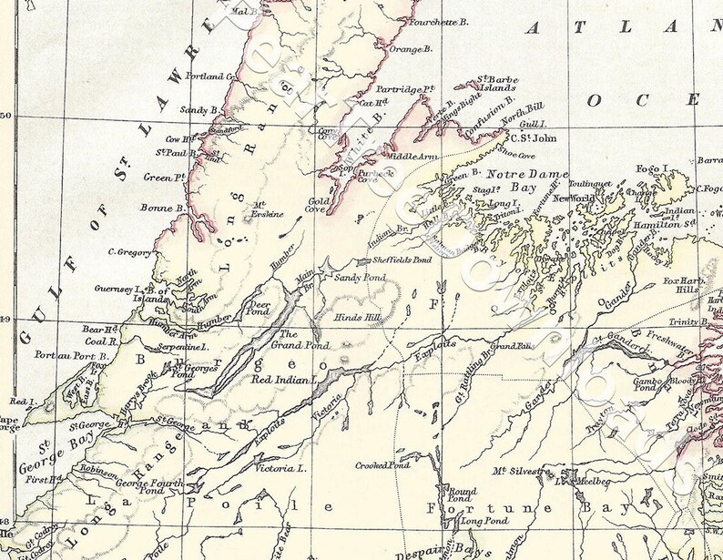 Newfoundland Antique Map Print: 1886 Vintage Wall Art (digital Download ...