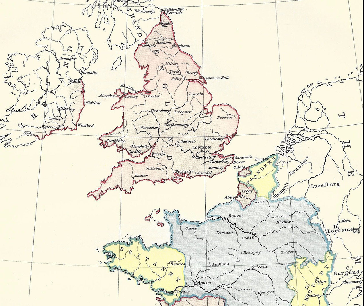 England & France 1360 Map: Antique Treaty of Bretigny (digital Download ...