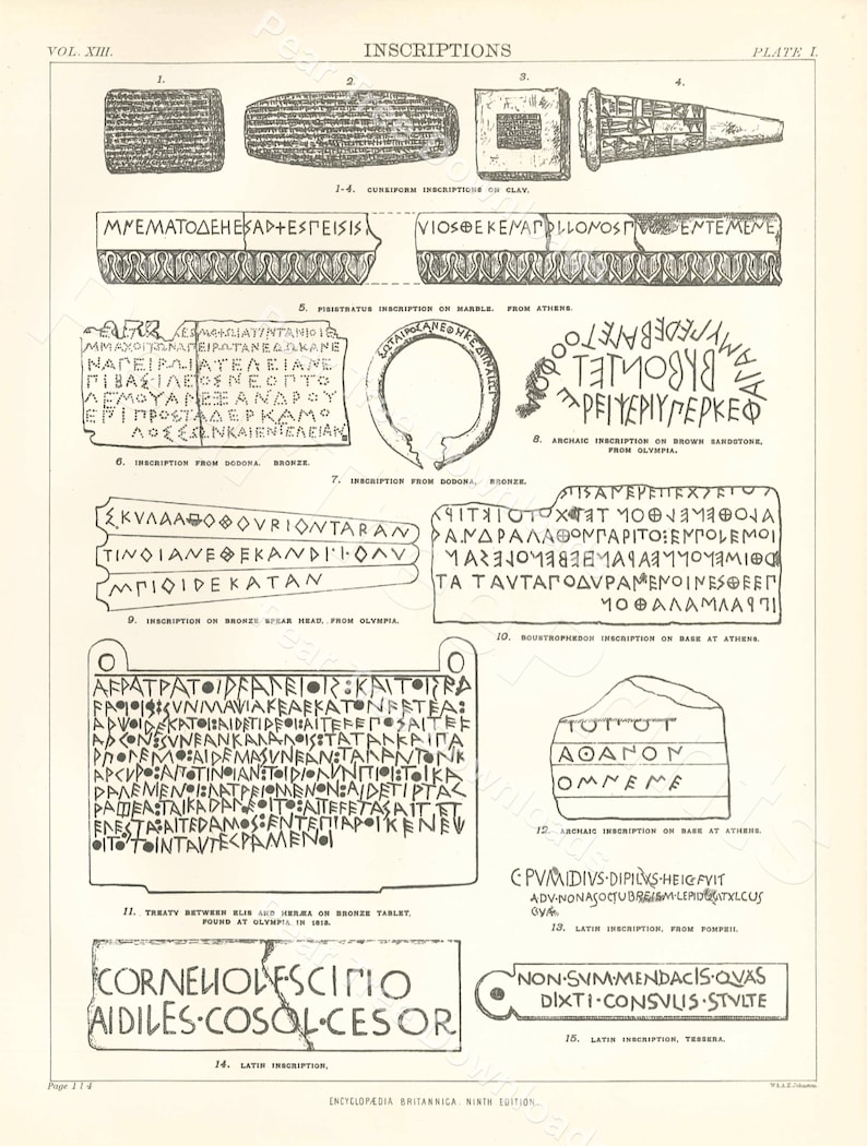 Ancient INSCRIPTIONS 1886 Digital Print - Vintage Art - Wall Décor ...