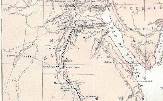 EGYPT Rare 1886 Antique Digital Map Printable Vintage Art | Etsy
