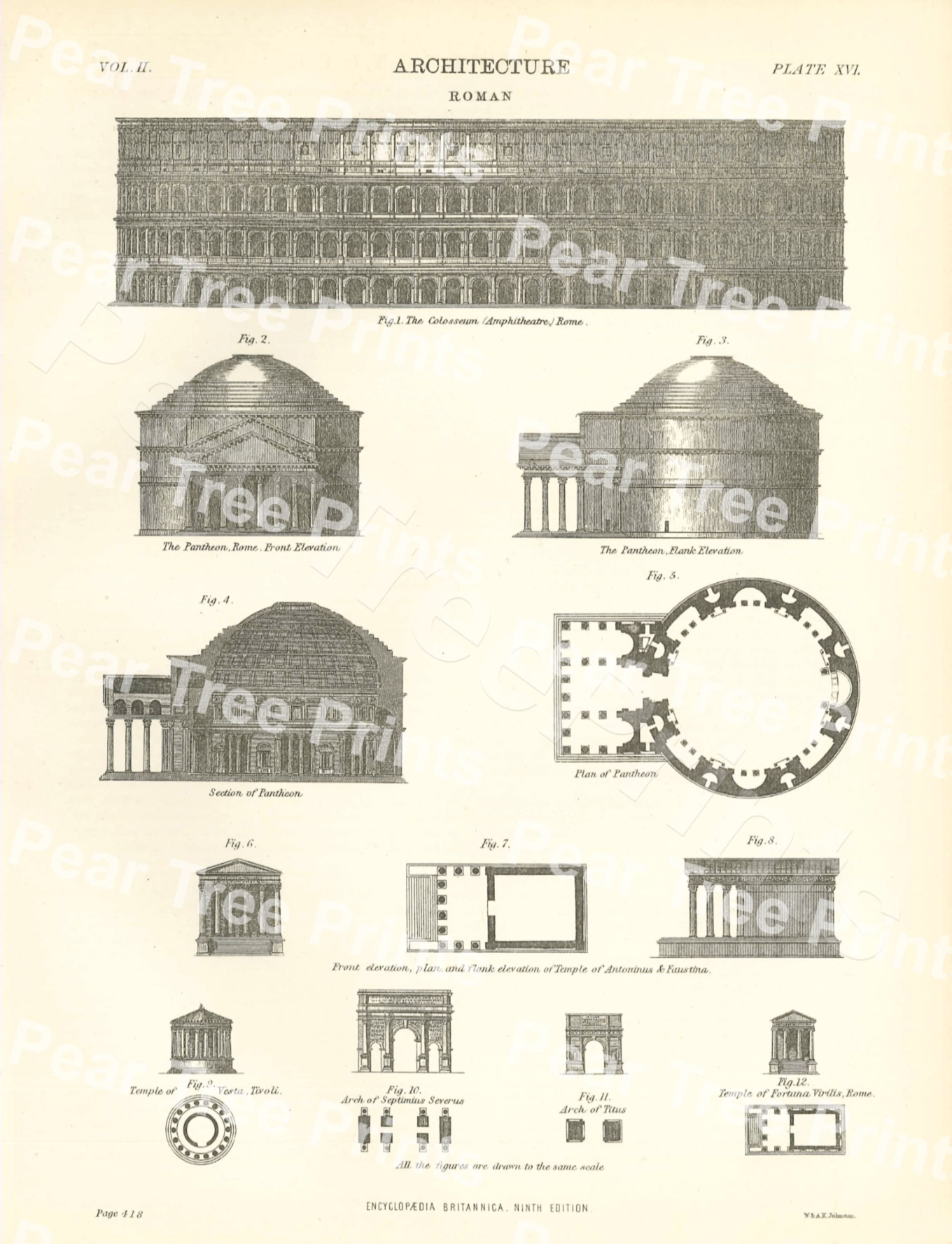 Ancient Roman Architecture Prints: Colosseum, Villas (7 Digital ...