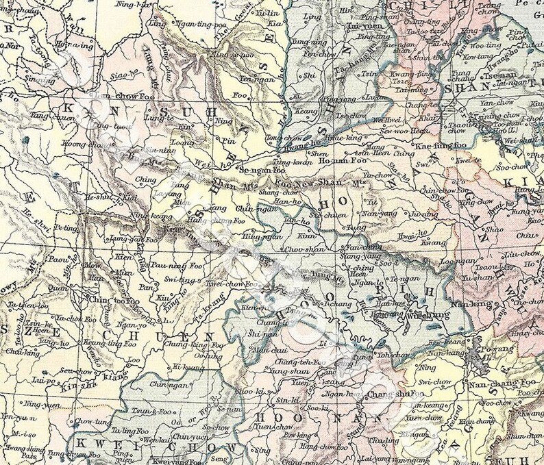 CHINA Rare 1886 Antique Digital Map - Printable Vintage Art – Wall ...