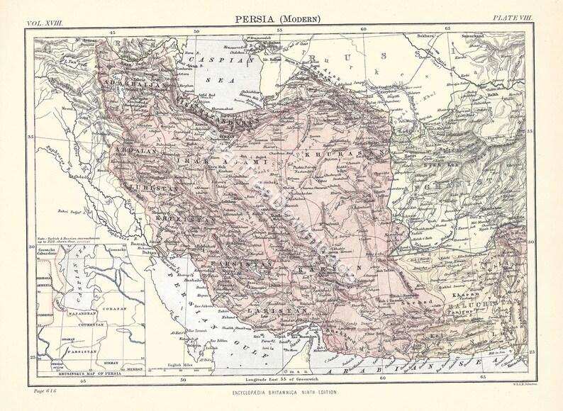 PERSIA (modern) Rare 1886 Antique Digital Map - Printable Vintage Art ...