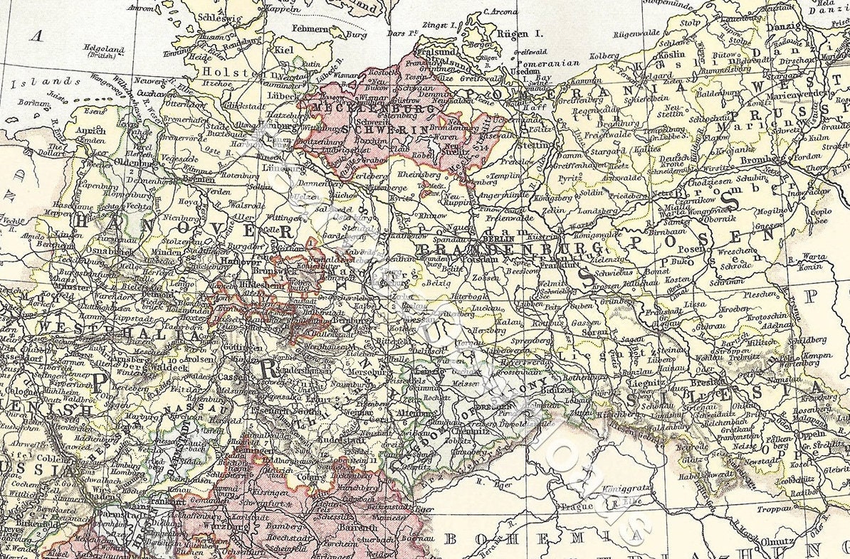 GERMANY Rare 1886 Antique Digital Map - Printable Vintage Art - Wall ...