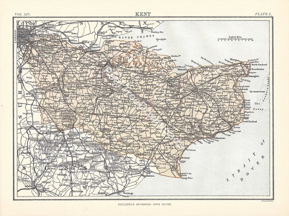 KENT England Rare 1886 Antique Digital Map Printable | Etsy