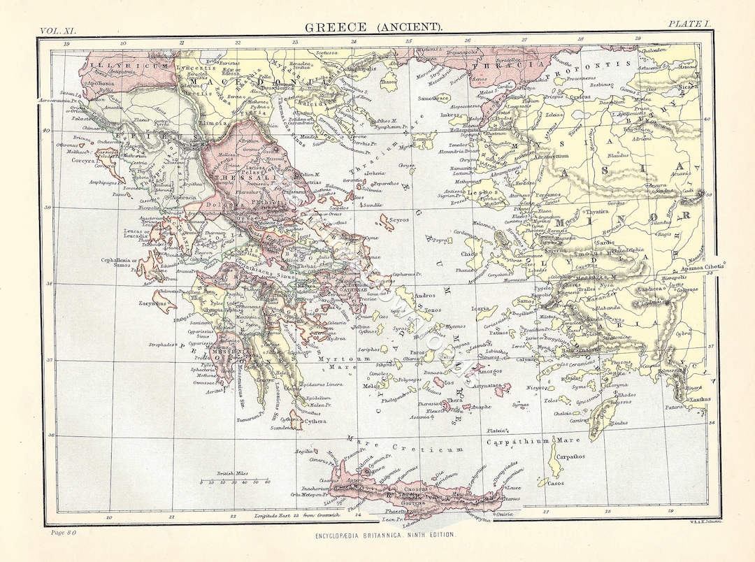 Ancient Greece Map Print: 1886 Antique Wall Art (digital Download) - Etsy
