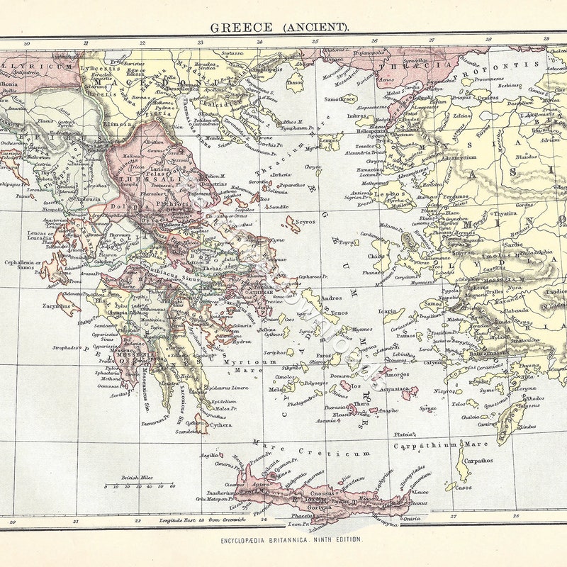 Old Map of Greece - Etsy