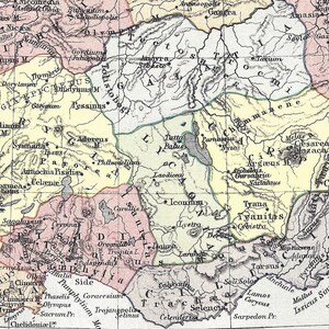 Antique Map of Lycaonia, Lycia, Lydia (1886) - Printable Wall Art ...