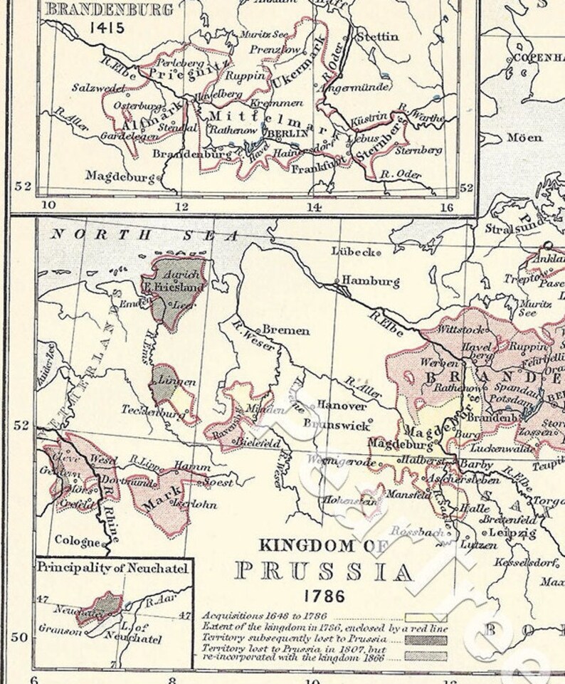 Prussia Antique Map Print: Rare 1886 Vintage Wall Art (digital Download ...