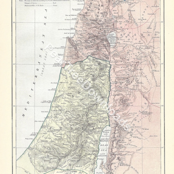 Old Map of Palestine Wall Art - Etsy