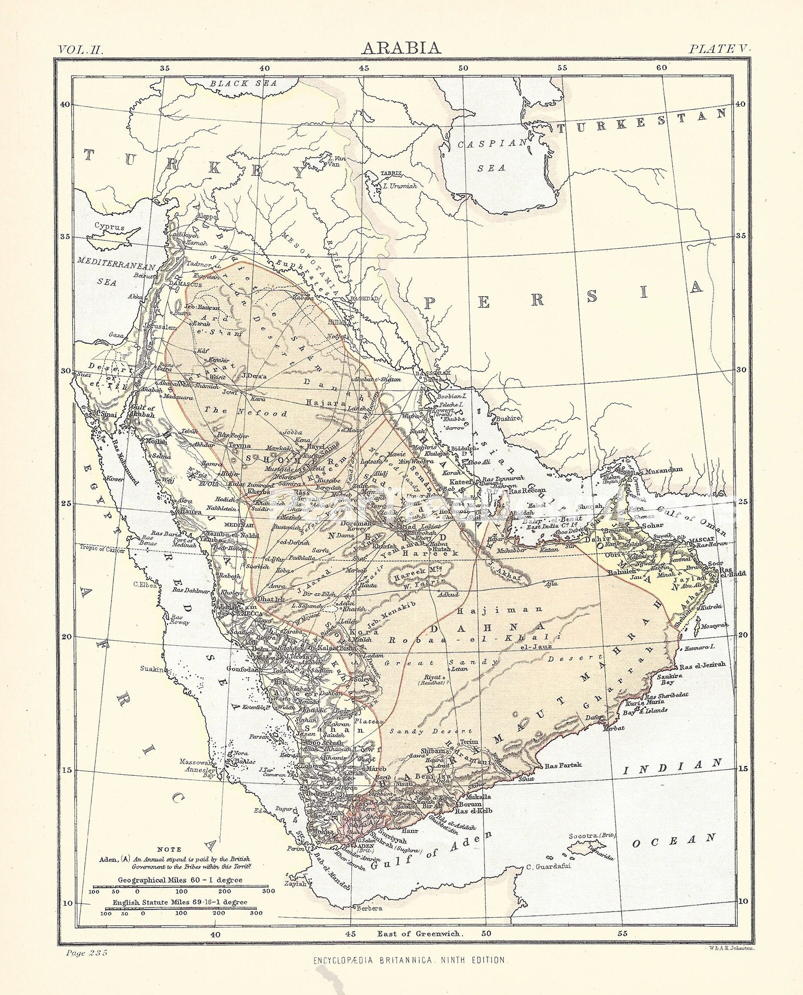 ARABIA Rare 1886 Antique Digital Map - Printable Vintage Art - Wall ...
