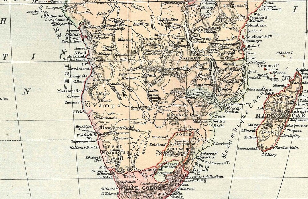 Africa Map Print: Rare 1886 Antique Wall Art (digital Download) - Etsy