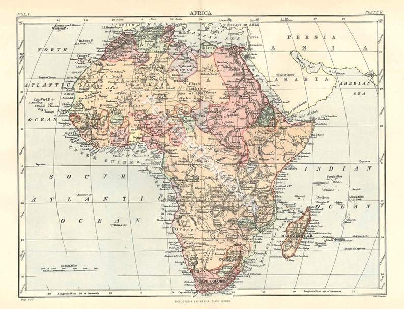 AFRICA Rare 1886 Antique Digital Large Map - Printable Vintage Art ...