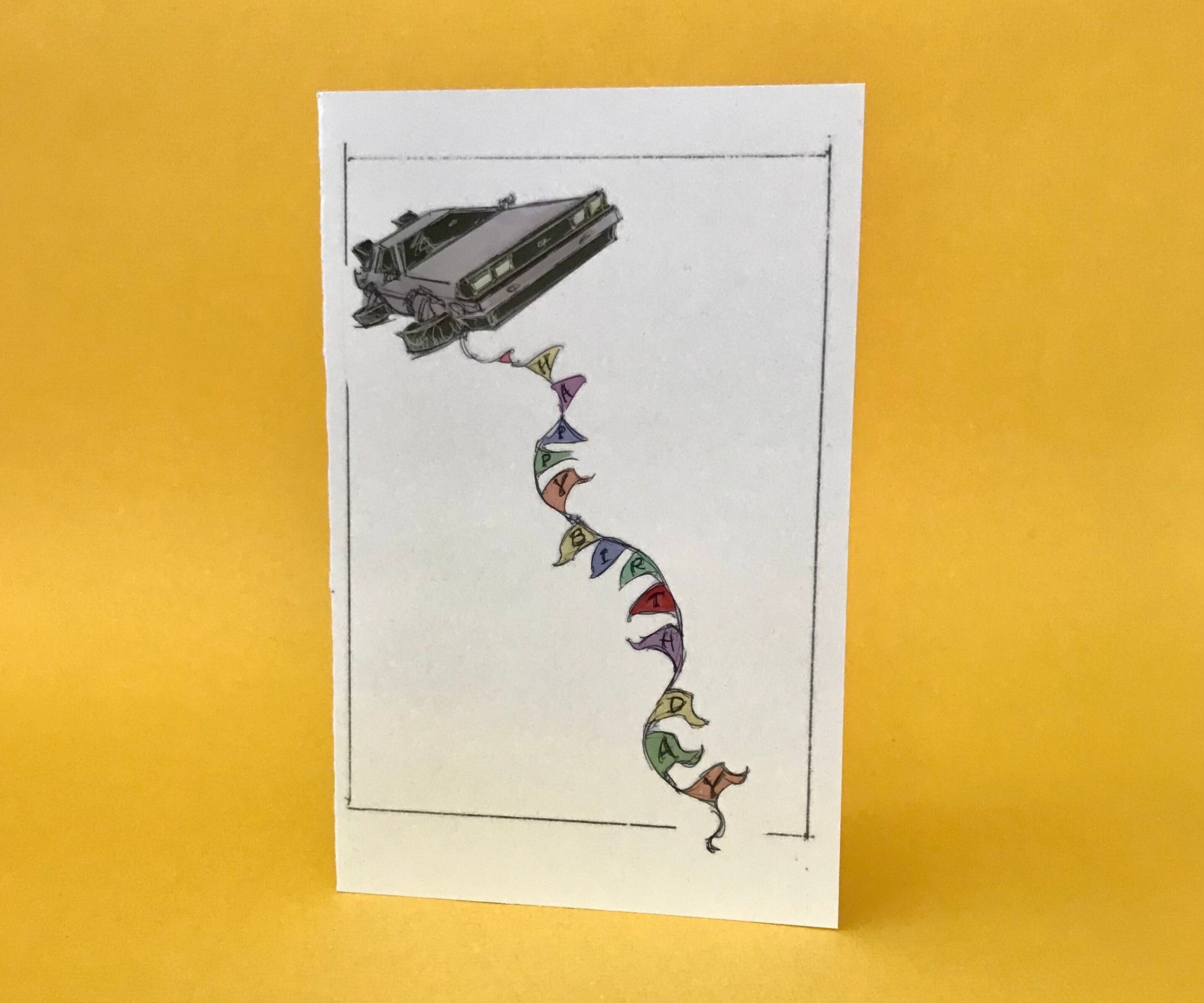 Back to the Future Delorean Illustration Birthday Card - Etsy