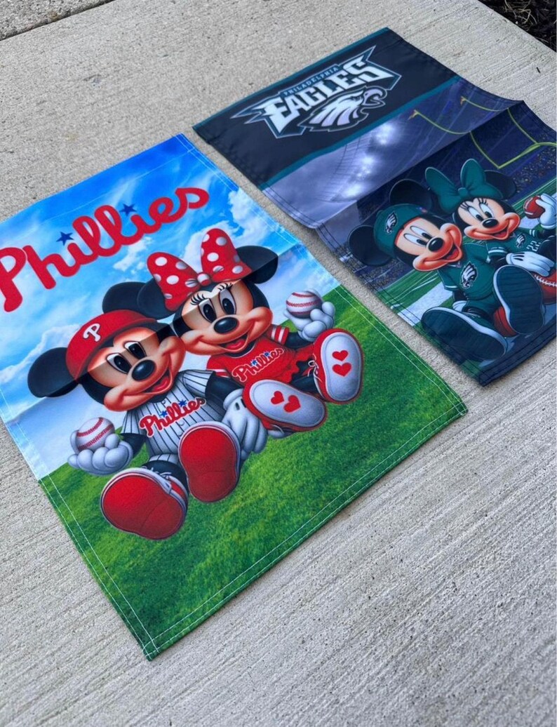 Custom Mickey and Minnie Philadelphia Phillies Eagles Garden Flag 12” X ...