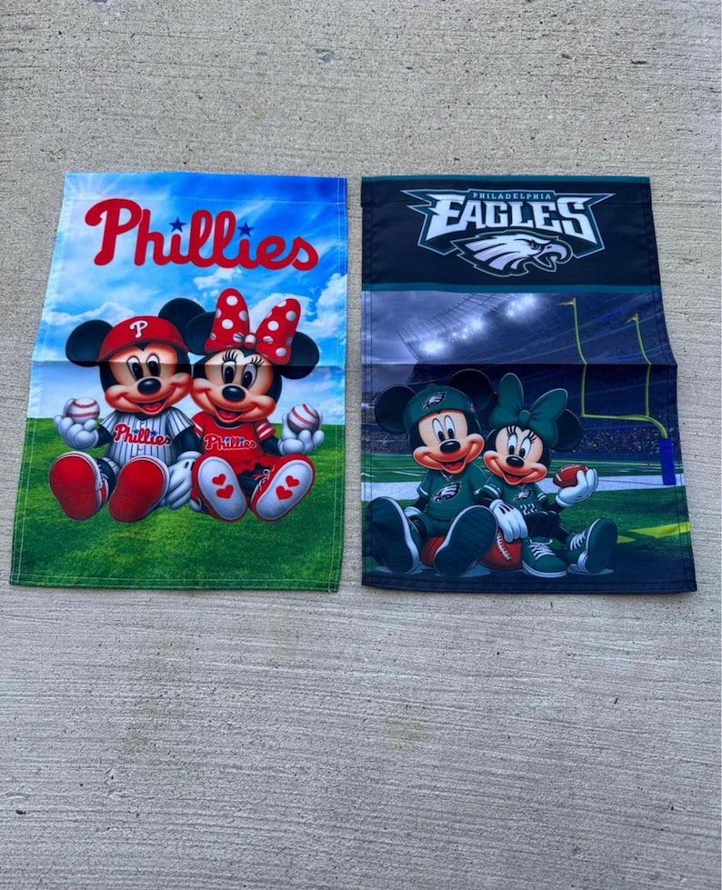 Custom Mickey and Minnie Philadelphia Phillies Eagles Garden Flag 12” X ...