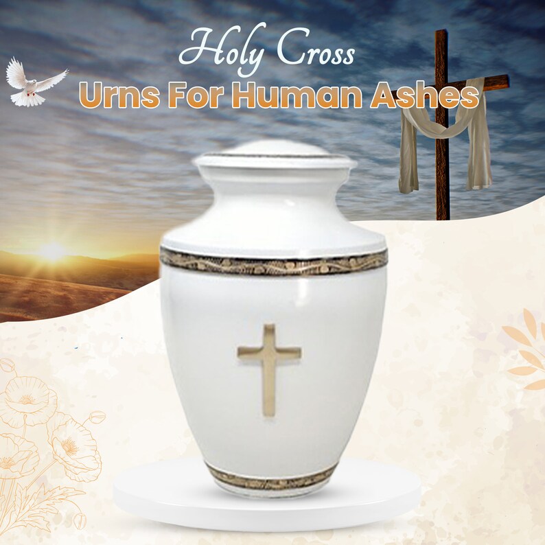 White Cross Cremation Urn for Ashes: Adult Funeral Urn, 220 Lbs - Etsy