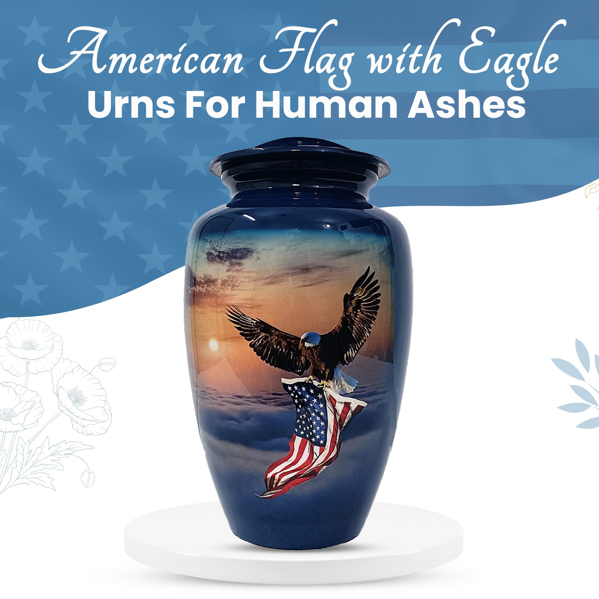 American Flag Cremation Urn: Patriotic Eagle Design, Adult Size - Etsy