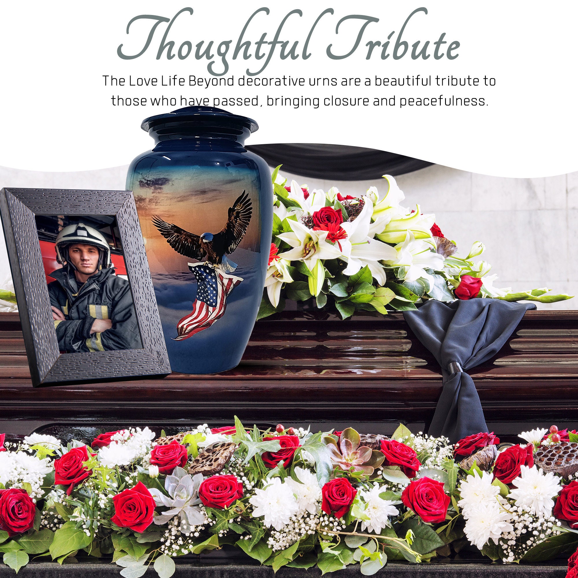 American Flag Cremation Urn: Patriotic Eagle Design, Adult Size - Etsy