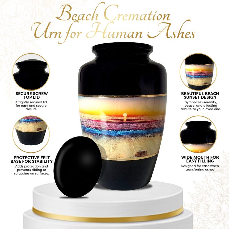 Beach Cremation Urn for Ashes: Adult Funeral Memorial Urn (200 Lbs) - Etsy