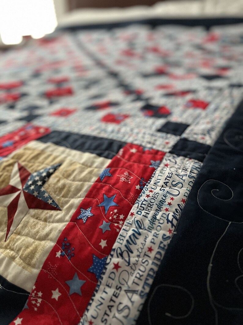 Patriotic Patchwork Quilt: Handmade USA Cotton, 80x80 Inches - Etsy