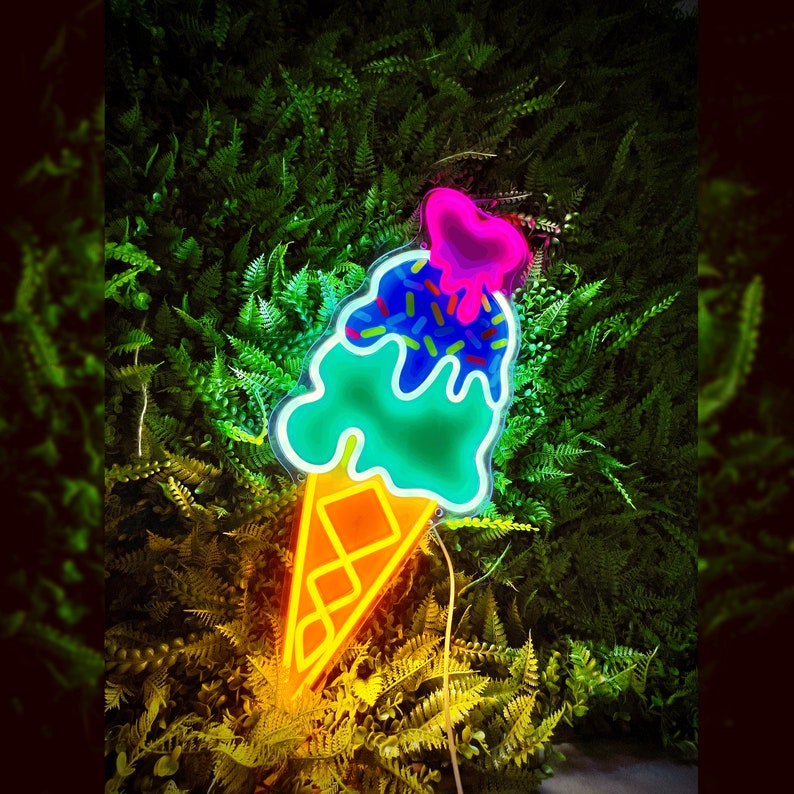 Ice Cream Neon Sign Custom Business Logo Neon Sign Funky Led | Etsy