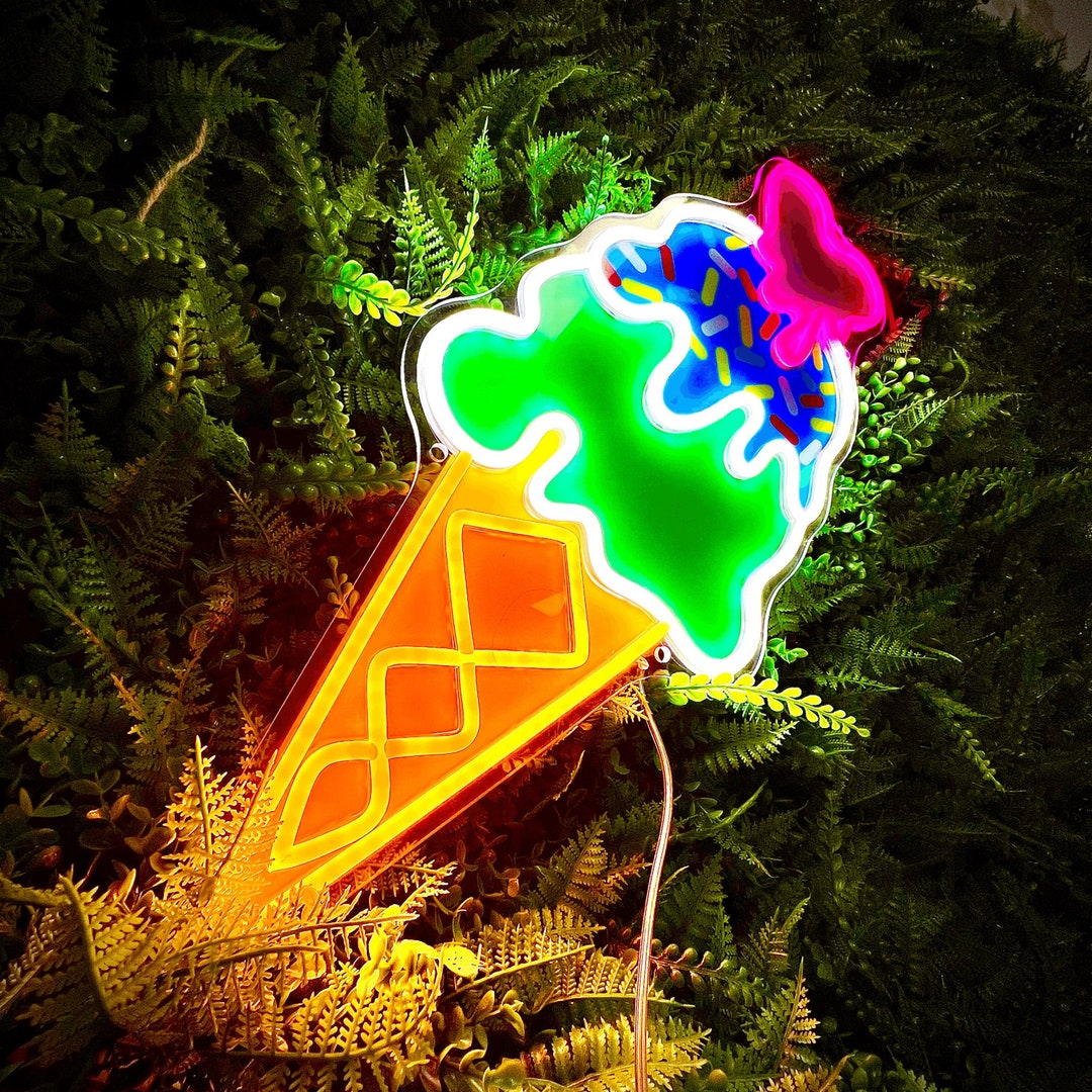 Ice Cream Neon Sign, Custom Business Logo Neon Sign, Funky Led Neon ...