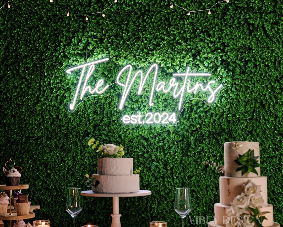 Neon Sign Wedding With Est, Custom Neon Sign, Neon Wedding Sign, Last ...