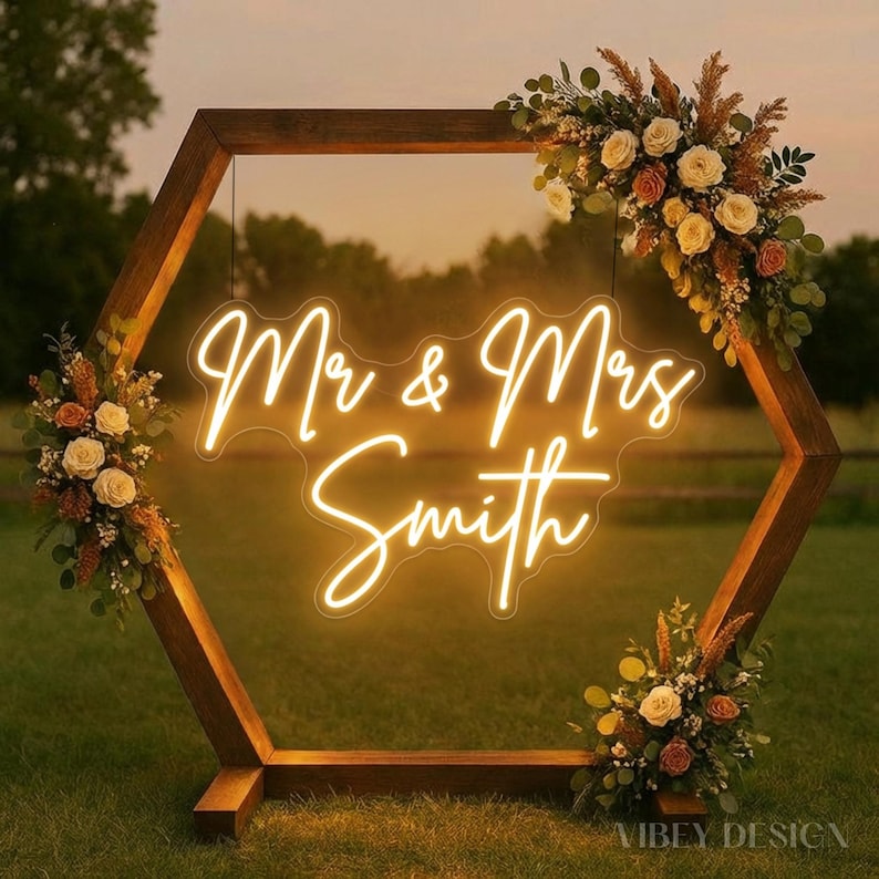 Mr and Mrs Neon Sign, Custom Wedding Neon Sign, Wedding Neon Sign for ...