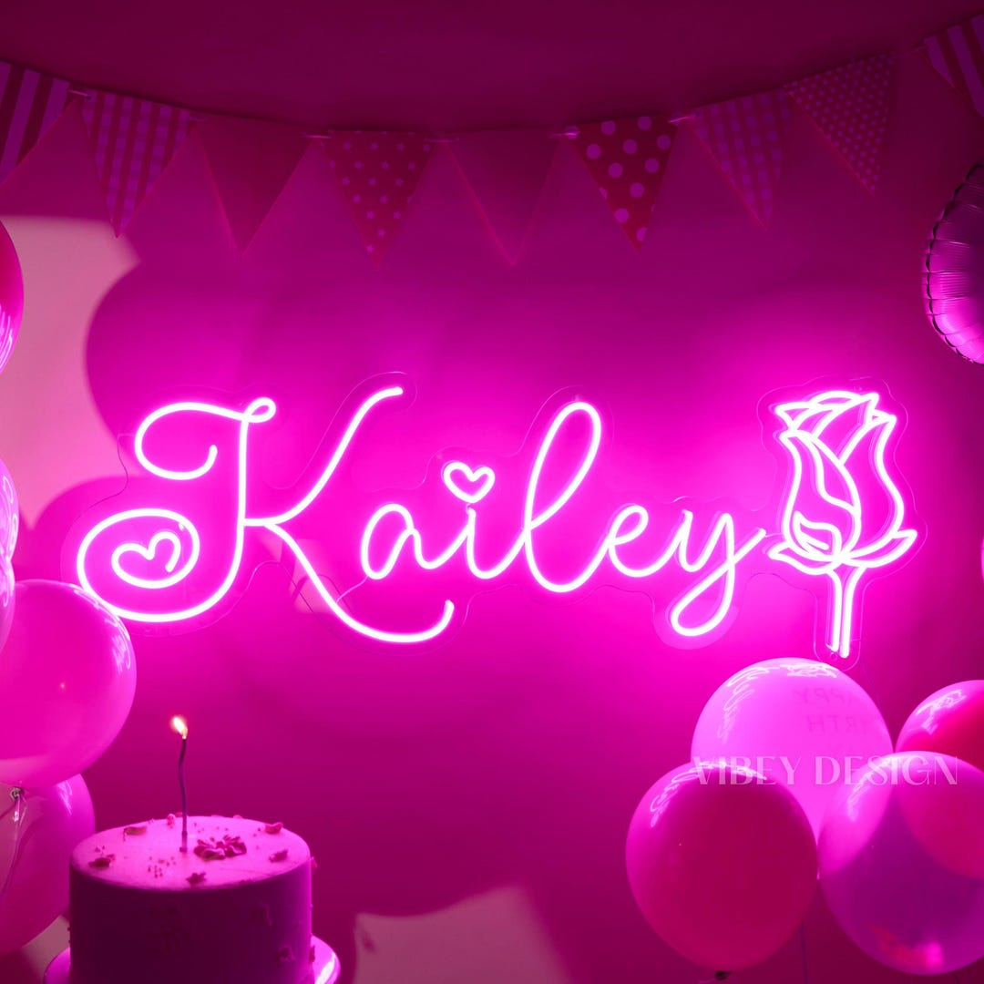Birthday Party Sign Custom Neon Sign Name for Kids Bedroom Neon Sign ...