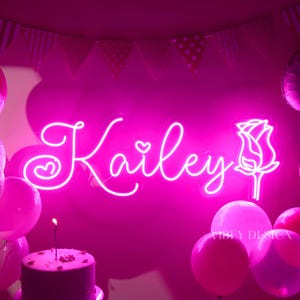 Birthday Party Sign Custom Neon Sign Name for Kids Bedroom Neon Sign ...