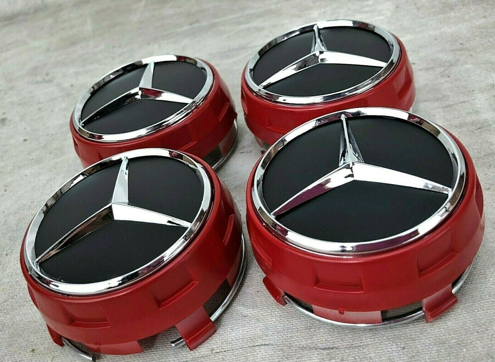 75mm Set Of 4 Fits Mercedes Benz Wheel Raised Center Caps RED | Etsy