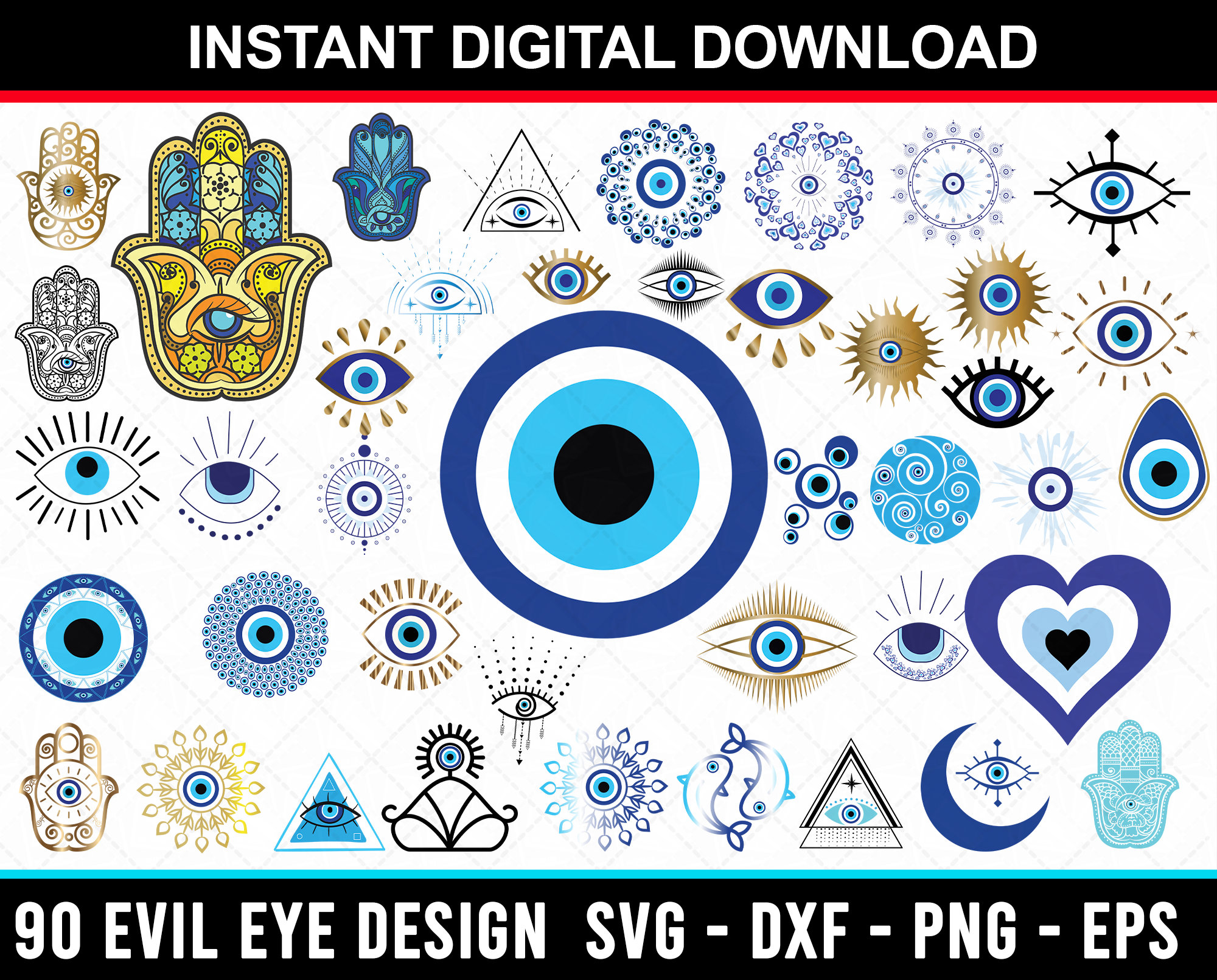 Evil Eye svg Bundle Png Dxf Humsa Svg Cut files Turkish Eye - Etsy España