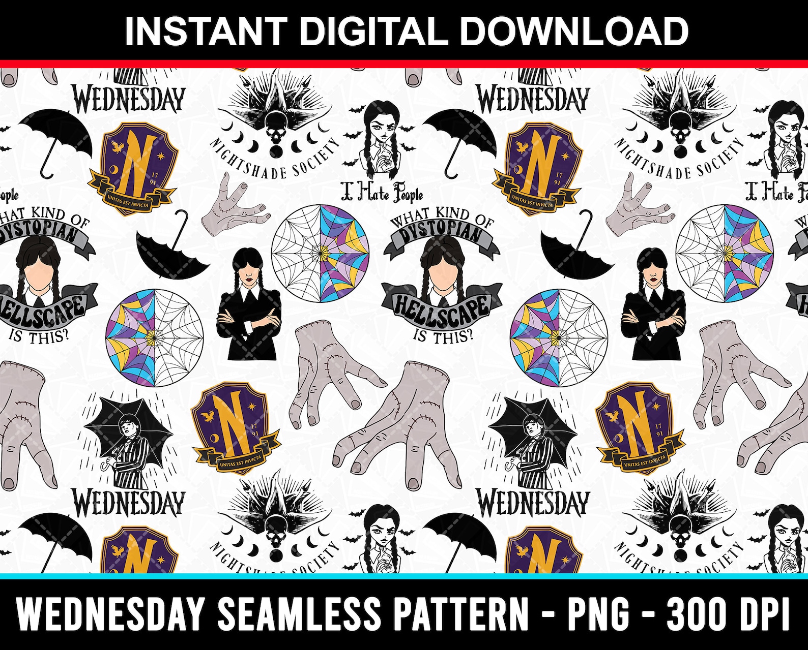 Wednesday Seamless Pattern Wednesday Addams Pattern - Etsy Canada