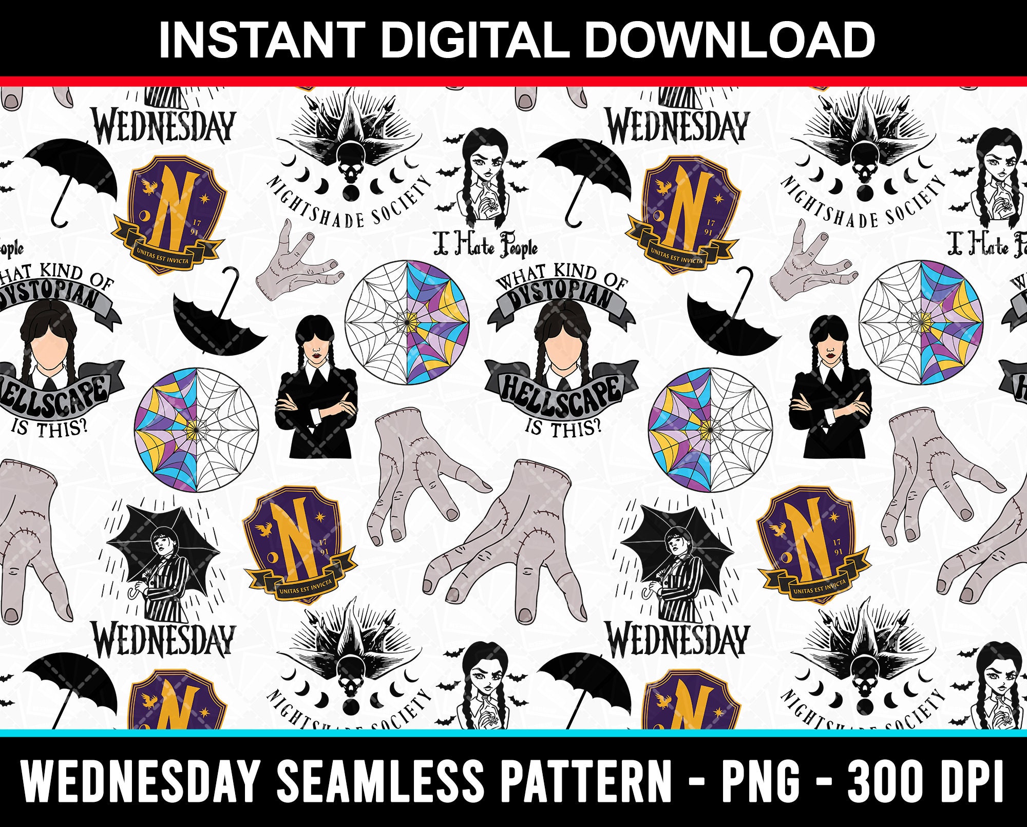 Wednesday Seamless Pattern Wednesday Addams Pattern - Etsy UK