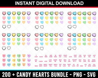 Candy Hearts SVG. PNG. Mix & Match Cricut Cut Files - Etsy