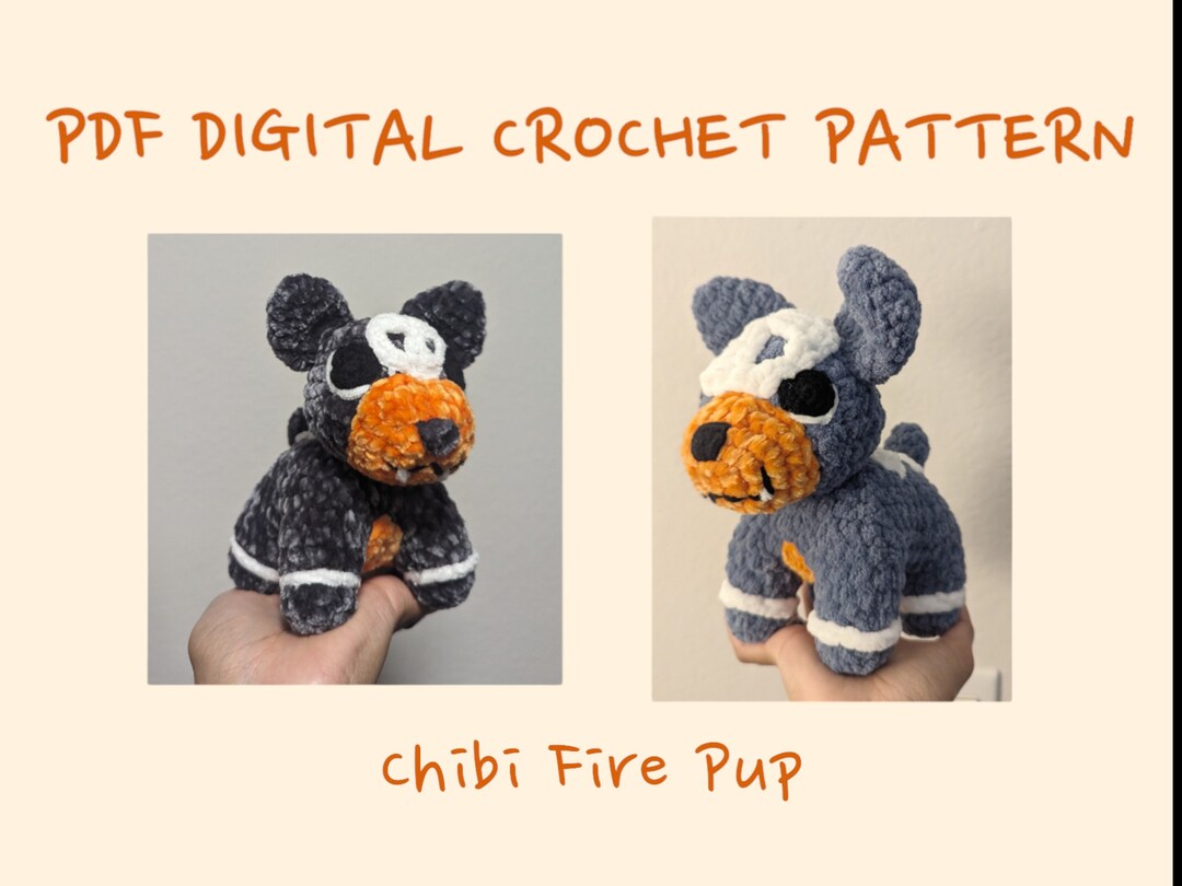 DIGITAL PDF PATTERN Chibi Fire Pup, Cute Advanced Beginner Pattern ...
