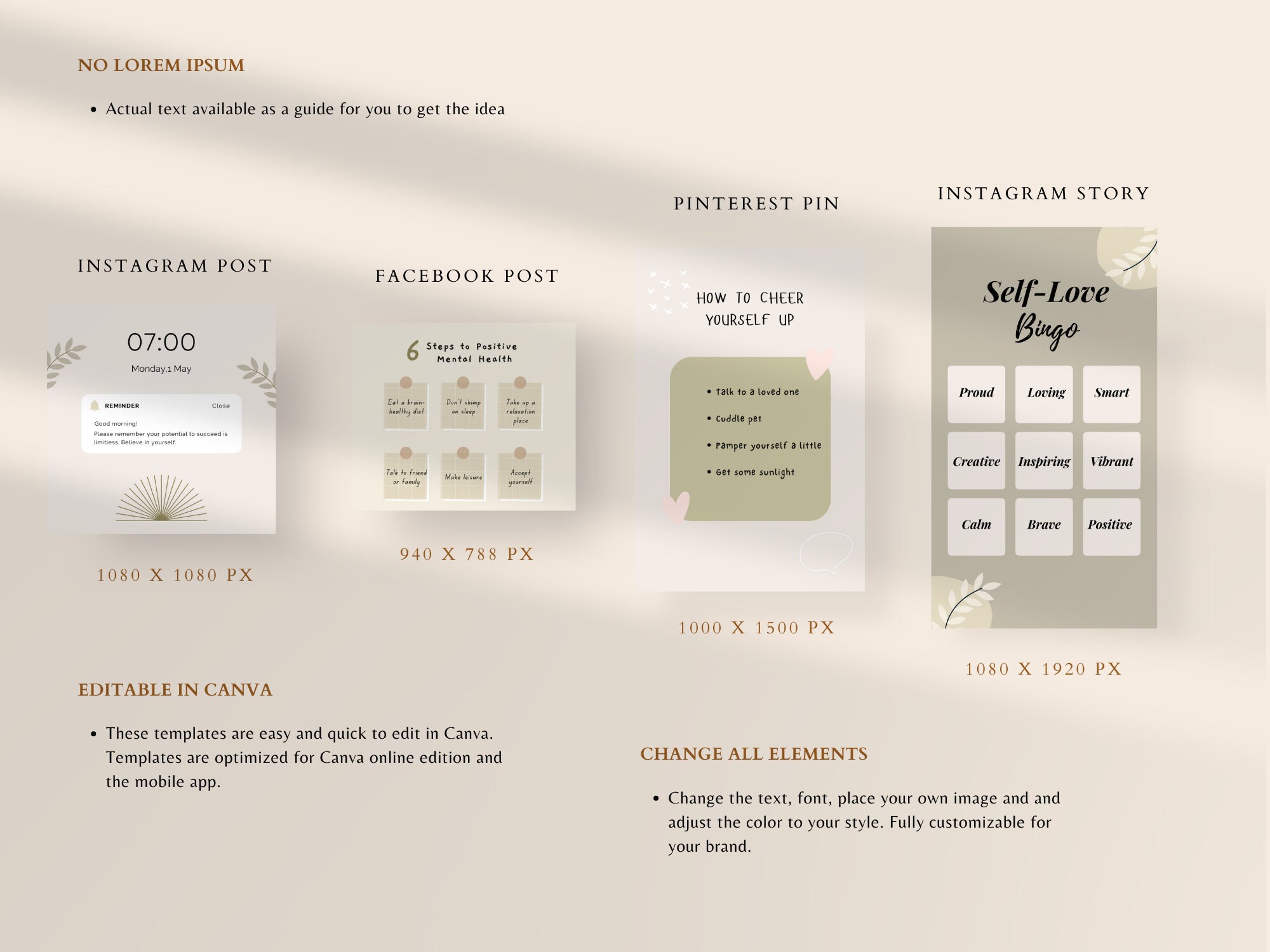 Self Care Self Love Social Media Bundle, Life Coach Instagram Templates ...