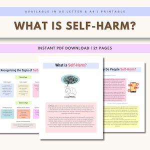 Self Harm Coping Skills Worksheets for Teen Mental Health, Reflective ...