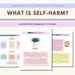 Self Harm Coping Skills Worksheets for Teen Mental Health, Reflective ...