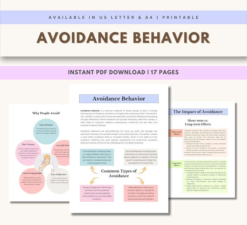 Avoidance Behavior Worksheets, the Cycle of Emotional Evidence ...